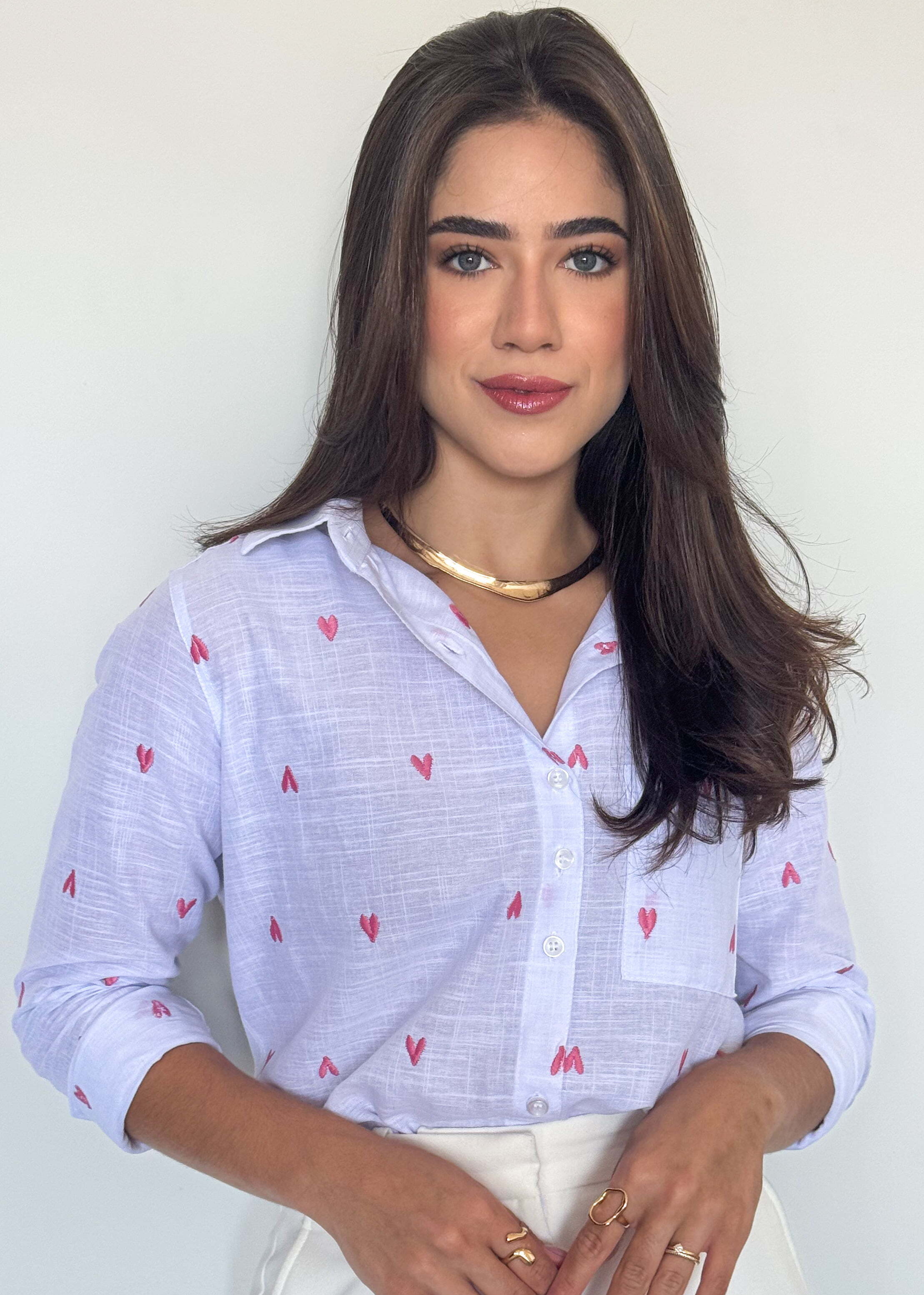 CAMISA ALONGADA FLAME CORAÇÃO - ESTAMPADO - Elegance camisas