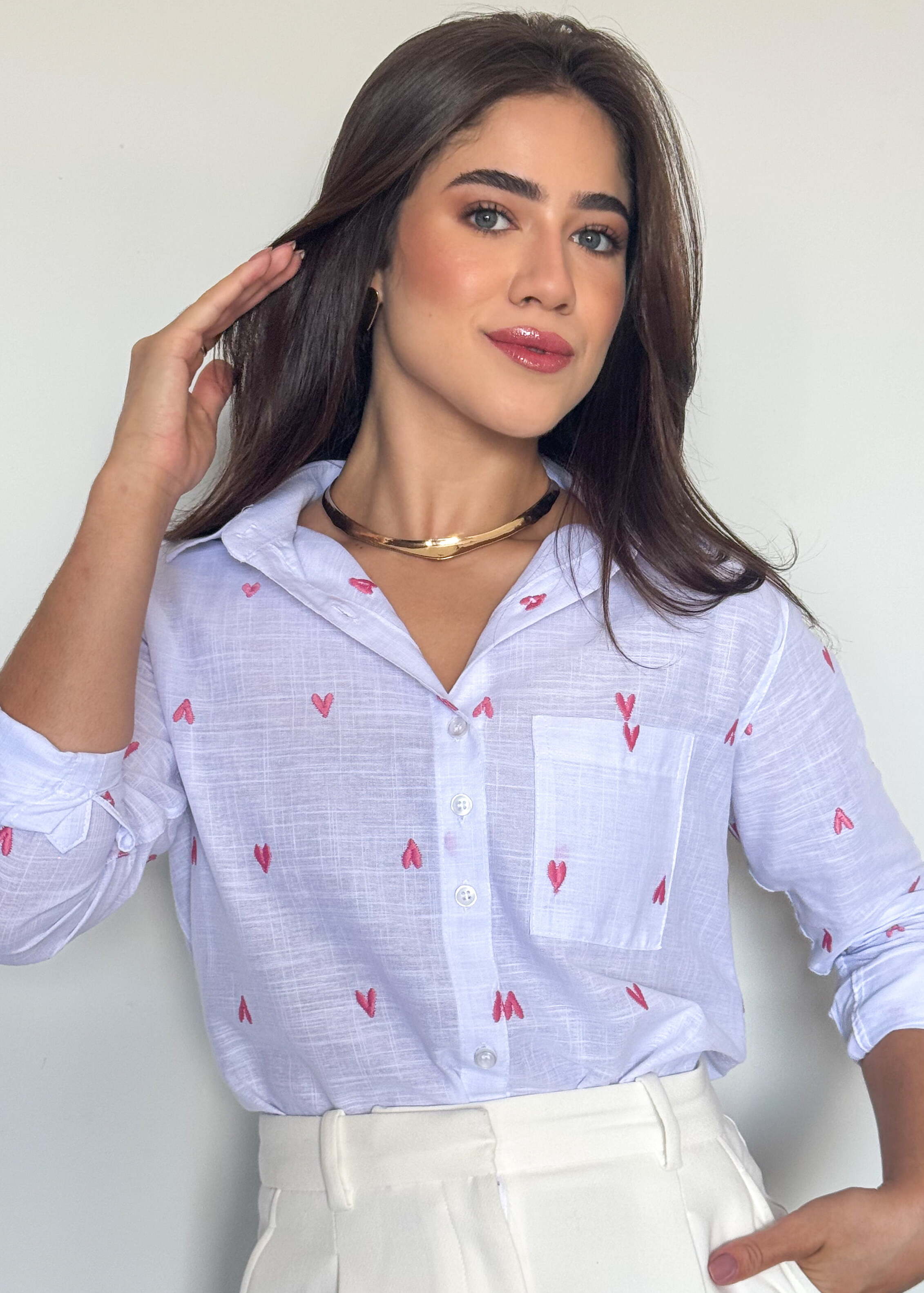 CAMISA ALONGADA FLAME CORAÇÃO - ESTAMPADO - Elegance camisas